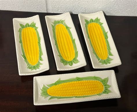 Vintage Knobler Corn On The Cob Plates Servers Made Japan Set Of 4 Etsy