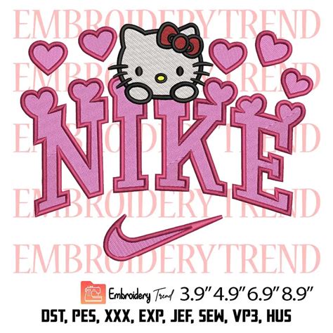 Nike Hello Kitty Hearts Embroidery Design Sanrio Valentine Embroidery