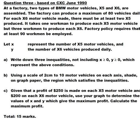 Question Three Based On Cxc June 1990 At A Studyx