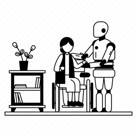 Medical Robot Care Giver Disabled Wheelchair Socially Assistive Nursing Home Bot Icon