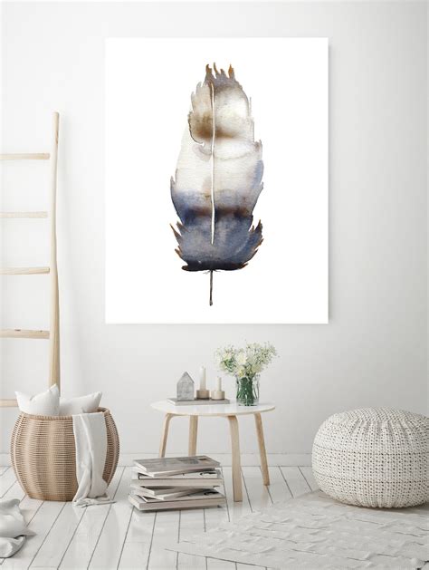 Feathers Watercolor Print Boho Home Decor Feather Print Wall Art Modern