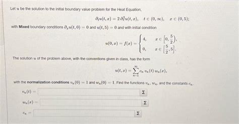 Solved Let U Be The Solution To The Initial Boundary Value