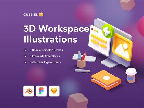 Cubbies 3d Workspace Illustrations