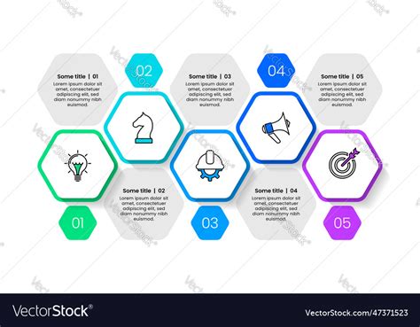 Infographic Template 5 Hexagons In A Line Vector Image