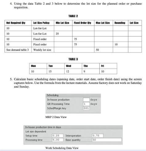 using the data table 2 and 3 below to determine the