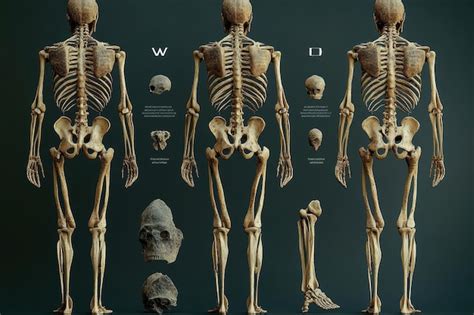 Human Skeleton Comparison Neanderthal Homo Sapiens And Denisovan