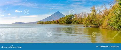 Panoramic View At The Conception Volcano With Nicaragua Lake At The