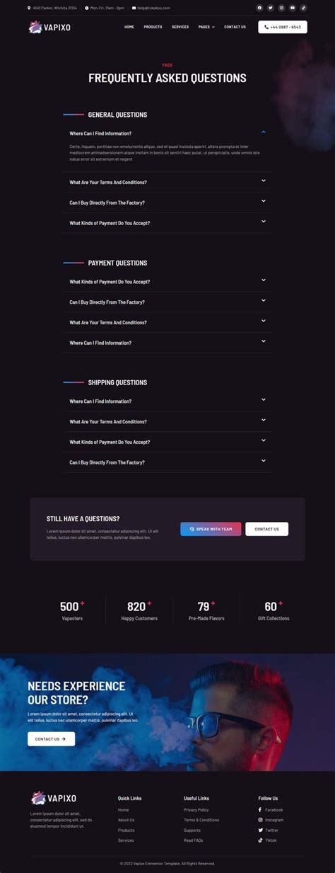 Vapixo Vape Store Elementor Pro Template Kit Wp Template Kits Ft