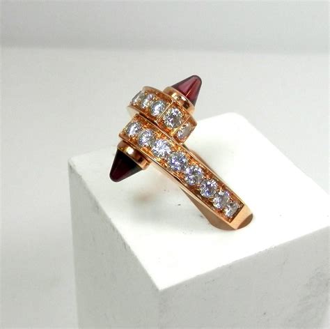 Cartier Garnet Diamond Gold Bypass Ring For Sale At 1stdibs