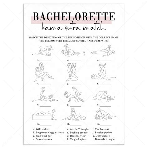 Sex Position Matching Game Dirty Bachelorette Party Ideas Printable
