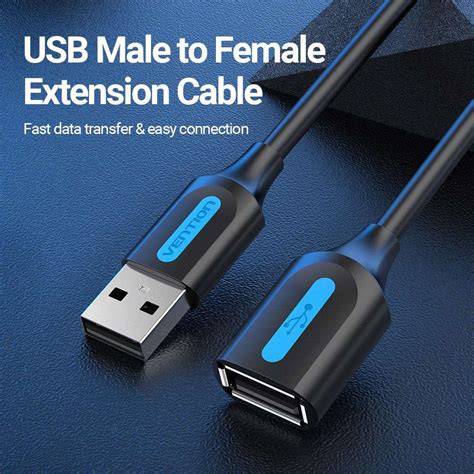 Vention Usb 20 A Male To A Female Extension Cable 3m Black Pvc Type