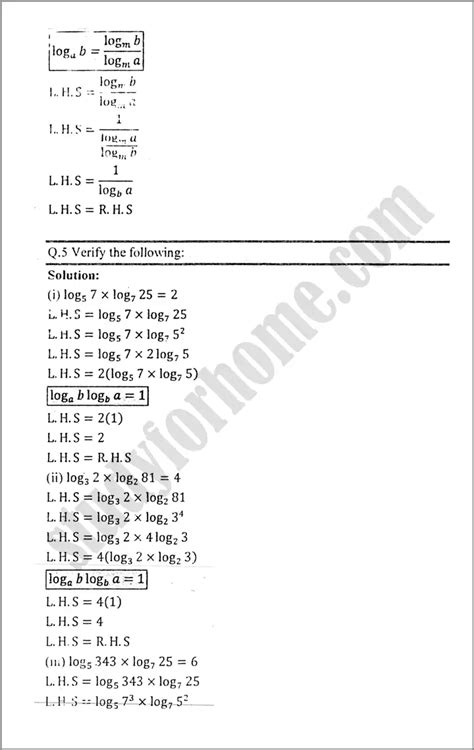 Exercise 25 Solved Logarithms Mathematics Class 9th