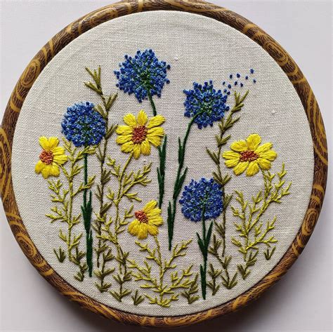 Wall Hanging Embroidered Art Flowers Framed Embroidered Art Handmade