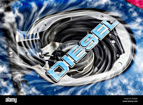 Diesel signs on an auto tank lid, symbolic photo diesel scandal ...