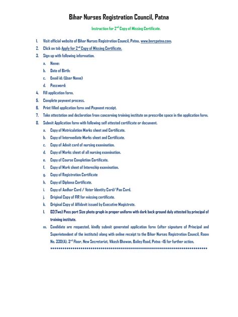 Instructioin Duplicate Certificate Pdf