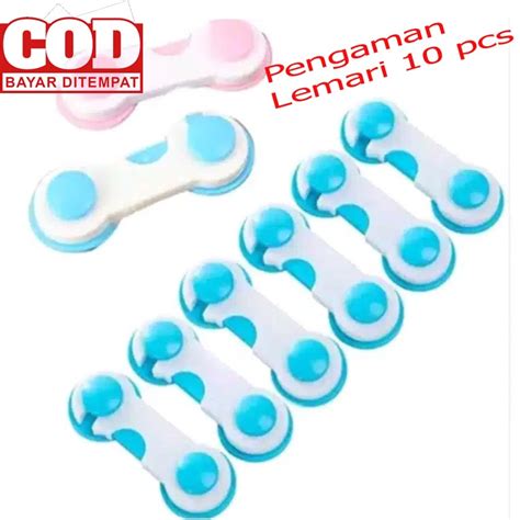 Jual Paket 10 Pcs Alat Pengaman Kunci Lemari Laci Safety Lock