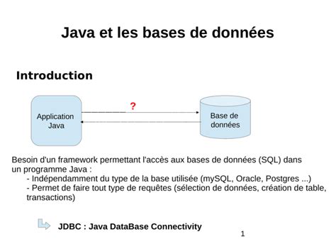 Java Et Les Bases De Données