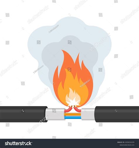 Wire On Fire Fire Fighting Wiring Faulty Stock Vector Royalty Free 2259152335 Shutterstock