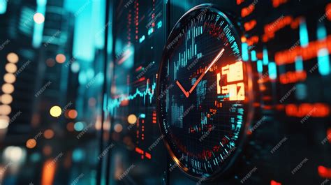 Digital Clock Displaying Market Performance Metrics For Financial