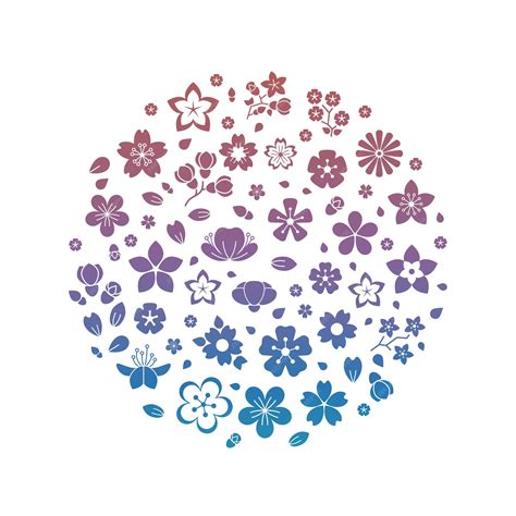 Flores De Flores De Colores Siluetas Aisladas Vector Premium