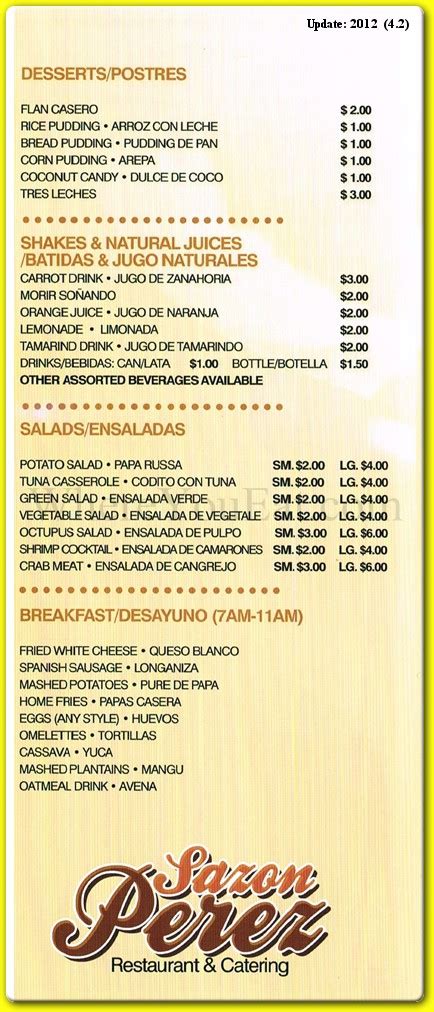 Sazon Perez Restaurant In Brooklyn Official Menus And Photos