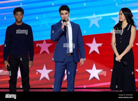 Alexander Hudlin From Left Jasper Emhoff And Arden Emhoff Speak