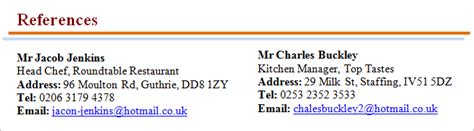 Goold Example Of Cv References