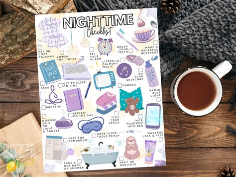 Printable Nighttime Checklist Bedtime Routine To Do List Etsy