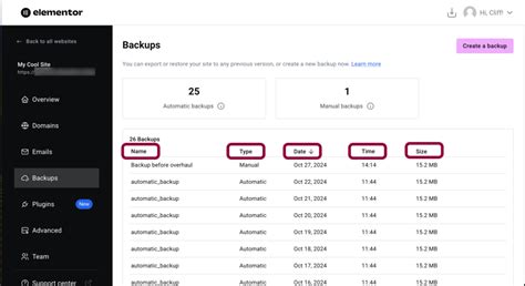 Manage Your Elementor Host Backups Elementor