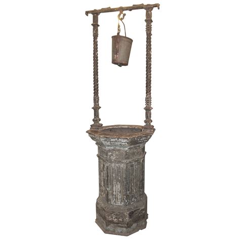Early 1900s Victorian Cast Iron Antique Standing Wishing Well For Sale