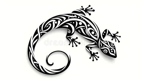 Stylized Tribal Design Of A Gecko Sauria The Artwork Features Stock