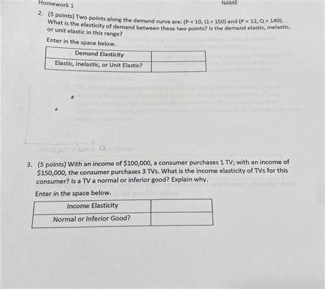Solved 2 5 Points Two Points Along The Demand Curve Are