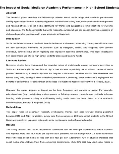 Social Media And Academic Performance In High School