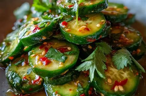 Pickled Cucumber Recipe With Golden Ginger Chili Drizzle
