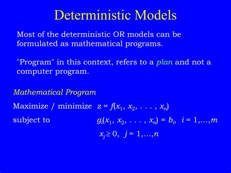 Ppt Deterministic Models Stochastic Models •linear Programming