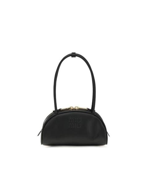 Miu Miu Black Calf Leather Bos Taurus Shoulder Bag Lyst