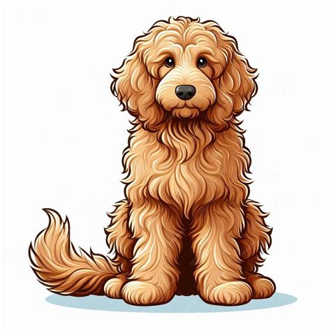 Cute Goldendoodle Dogs Vector Cartoon Illustration Premium Ai