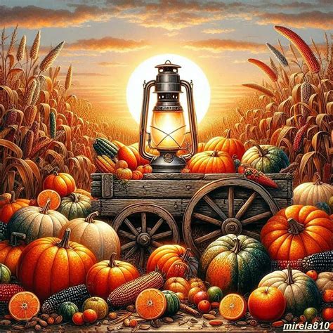 Autumn Pumpkins Sunset And Yellow Leaves Online Puzzle