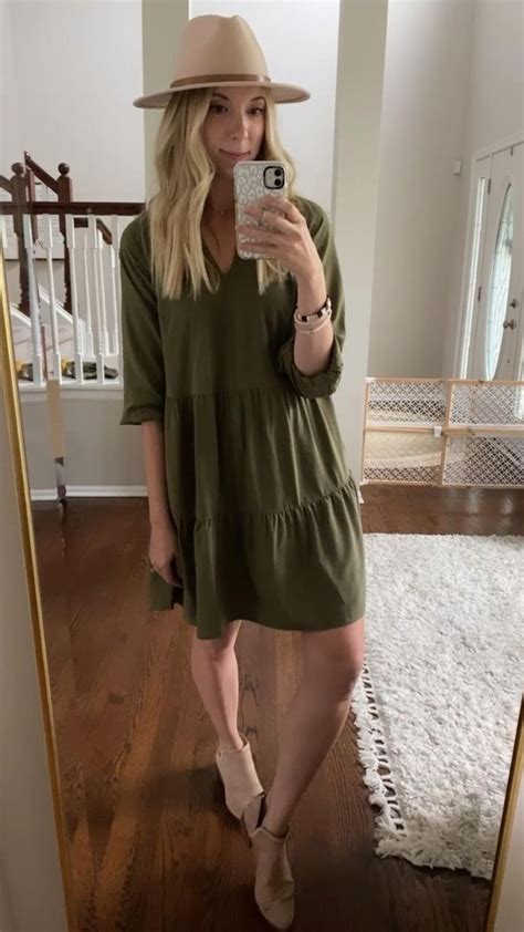 Olive Green Dress For Summer To Fall Outfits Fall Fashion Outfits