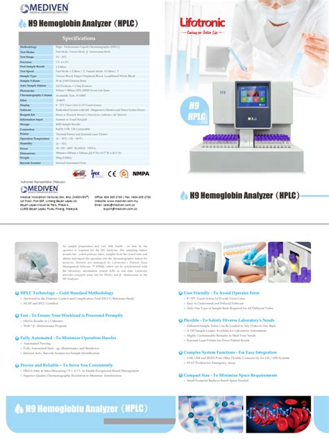 H9 Hemoglobin Analyzer Brochure Pdf High Performance Liquid Chromatography Glycated Hemoglobin