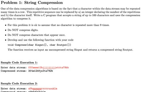 Solved Problem 1 String Compression One Of The Data