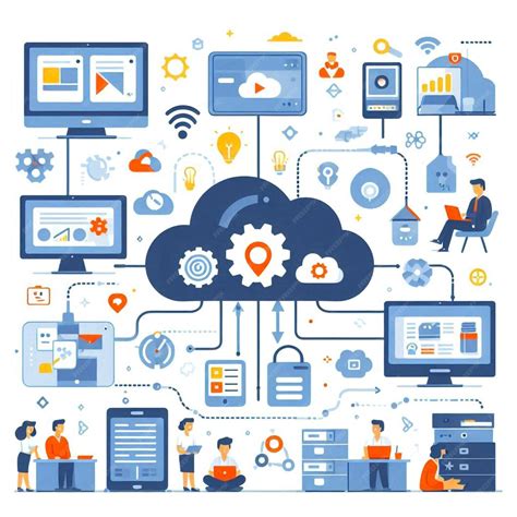 An Illustration With Cloud Server Data Storage For Global Network Web Database Backup Vector 