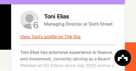 Toni Elias Managing Director At Sixth Street The Org
