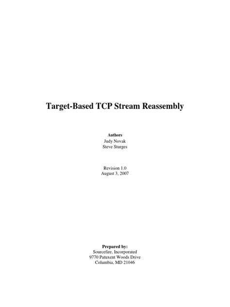Tcp Stream Reassembly Pdf Transmission Control Protocol Port