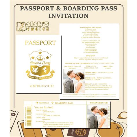 Mc Matte Passport Passbook Booklet And Boarding Pass Invitation