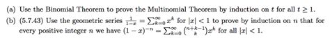 Solved A Use The Binomial Theorem To Prove The Multinomial