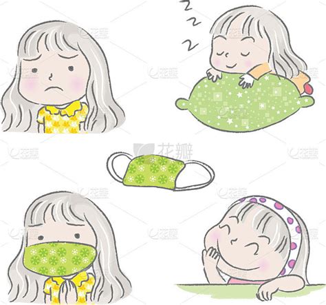 矢量卡通可爱的女孩表情包