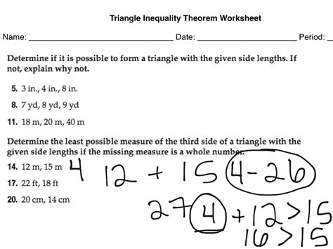 triangle inequality theorem worksheet