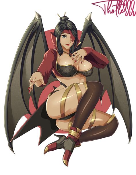 Rule 34 2d Bat Wings Black Hair Breasts Eyepatch Female Female Only