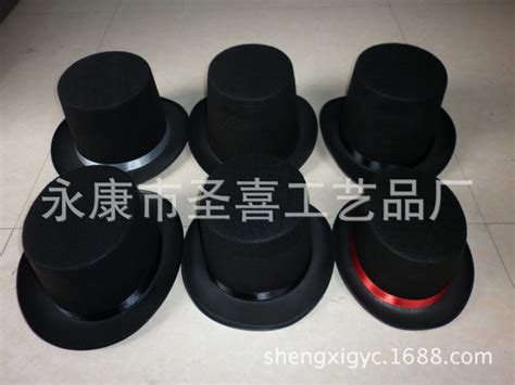 供应高顶礼帽林肯黑色毛毡法国魔术师六一舞台剧表演总统高顶帽子 阿里巴巴
